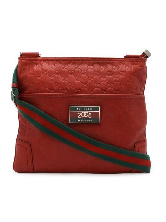 Gucci | Bags | Gucci Guccissima Sherry Line Shoulder Bag Leather Red ...
